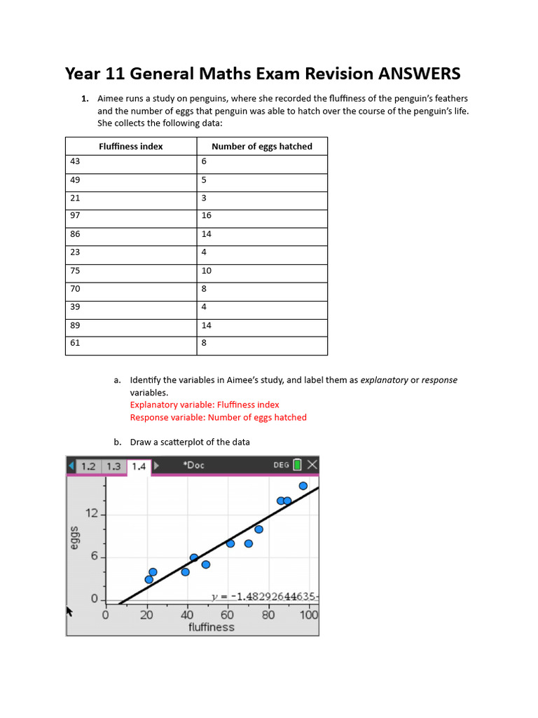 Year 11 Maths Exam Revision Answers | PDF | Ordinary Least Squares ...
