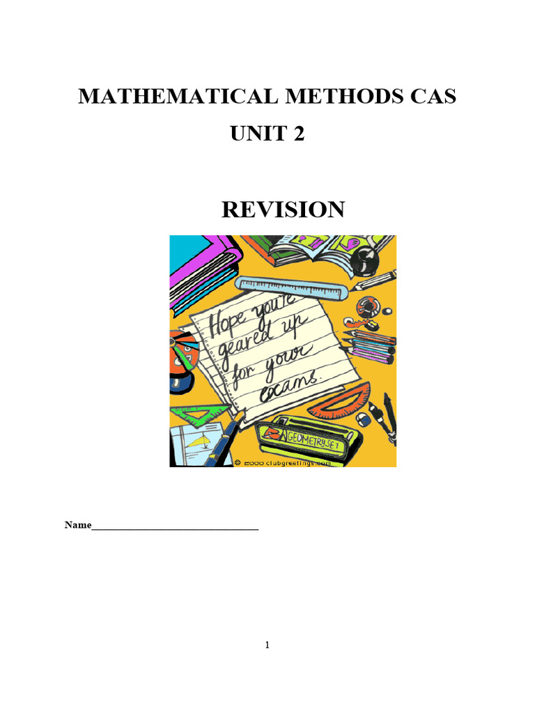 Mathematical Methods CAS Unit 2 Guide | PDF | Derivative | Exponential ...