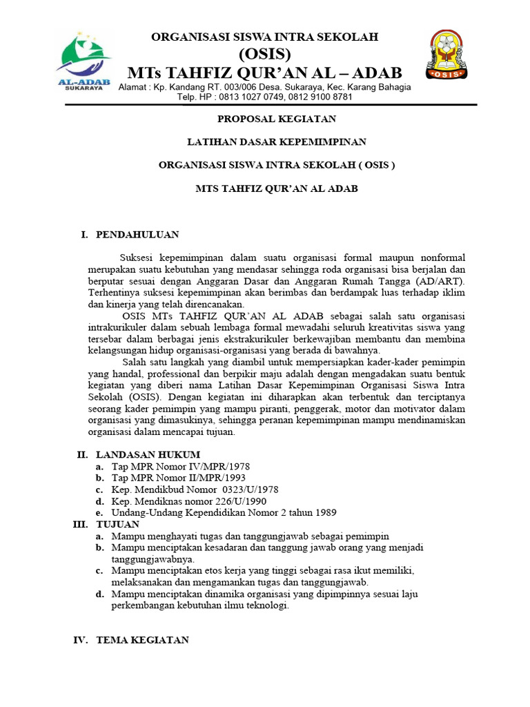 Proposal LDK Osis | PDF | Karier & Perkembangan