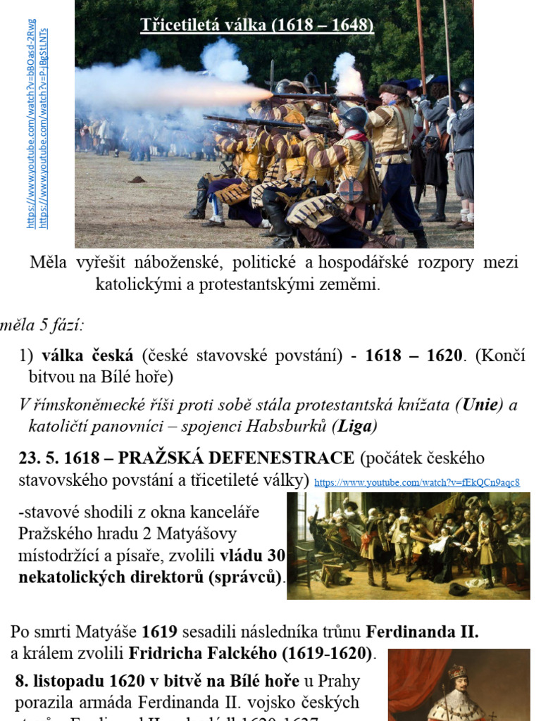 9) Třicetiletá Válka (1618 - 1648) | PDF