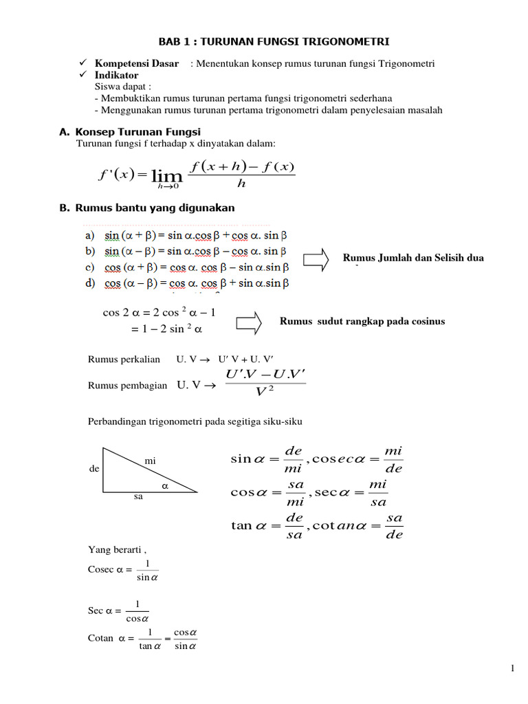 Bab 1 - Turunan Trigonometri | PDF