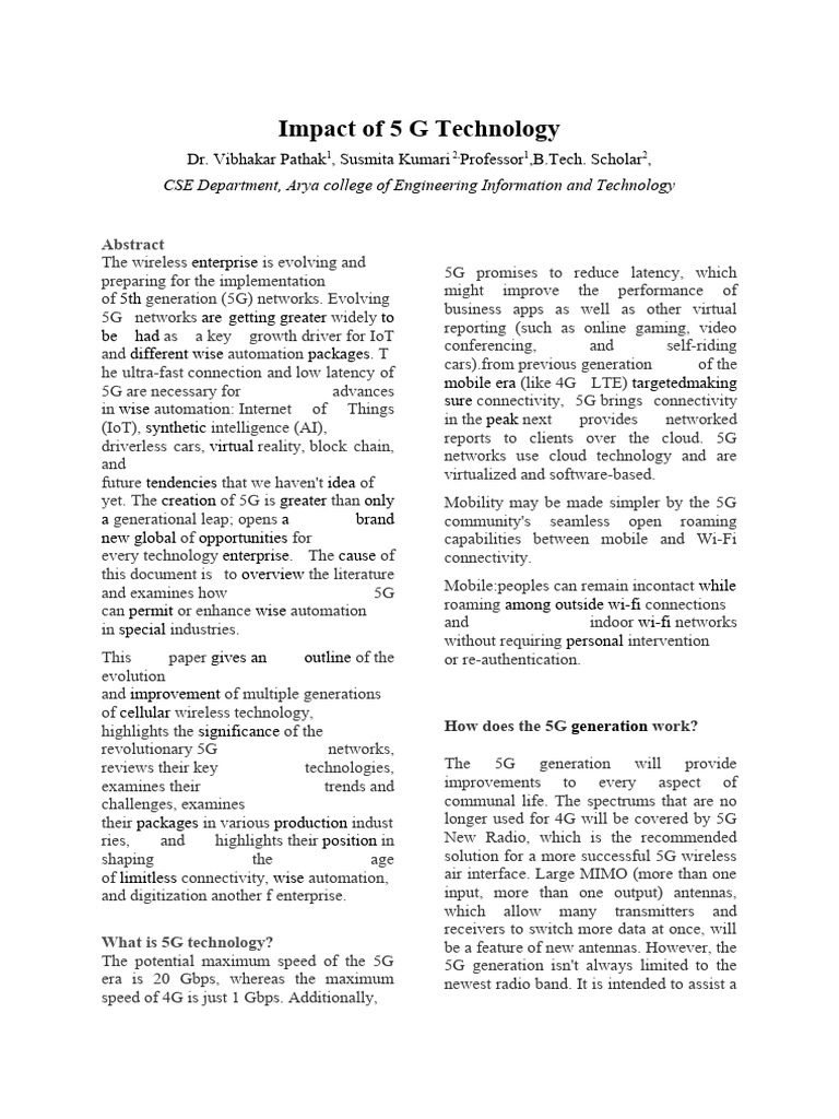 5G Technology (Sushmita - 19EARIT058) | PDF | Internet Of Things | Security