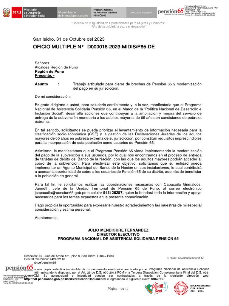 Oficio Multiple-000018-2023-De | PDF | Lima