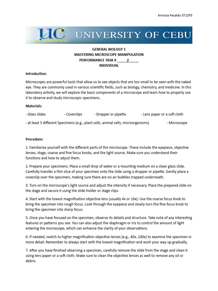 General Bio PT#2 | PDF | Microscope | Physical Sciences