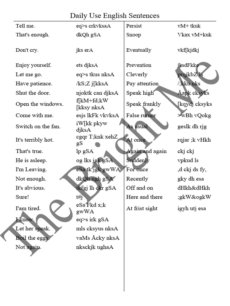 Daily English Sentences for Practice | PDF