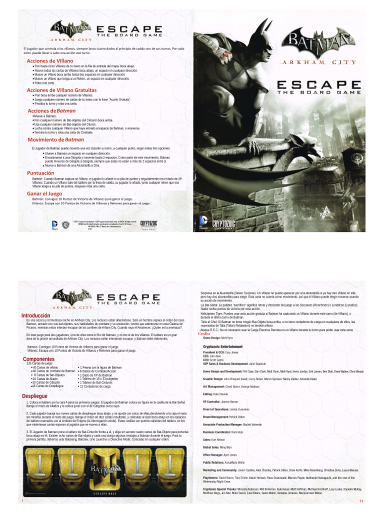 Batman Arkham City Escape The Board Game Reglamento ES | PDF