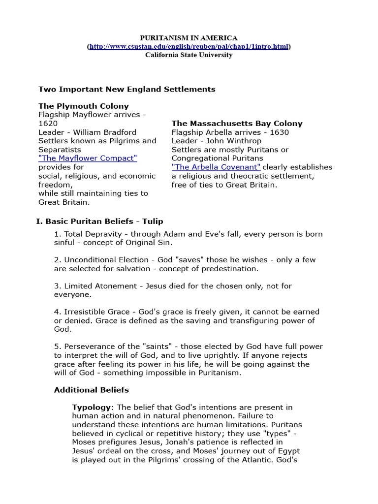 Puritanism: Beliefs and Legacy | PDF | Puritans | Plymouth Colony