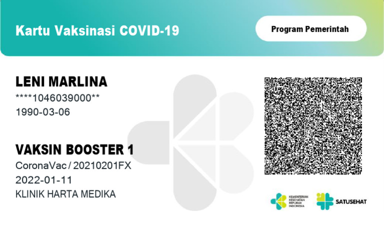 Sertifikat Vaksin Booster 1 Leni 972 Pdf