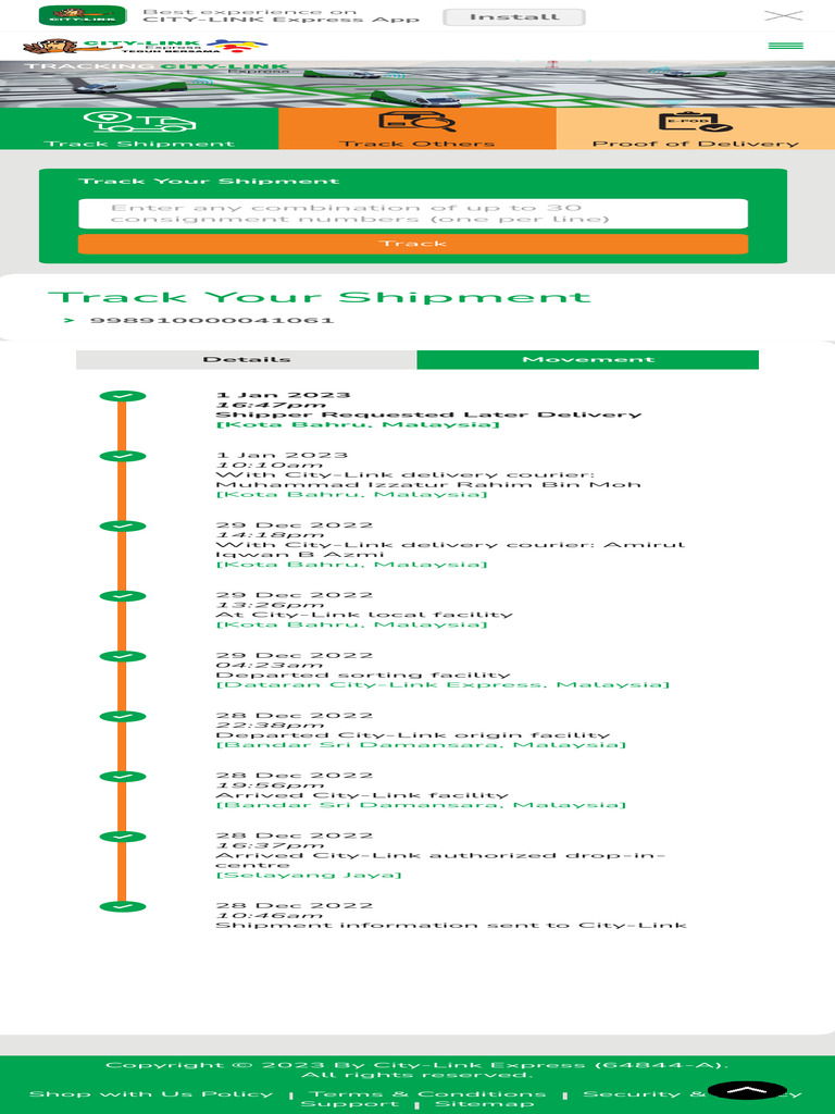 City-Link Express Shipment Tracking | PDF