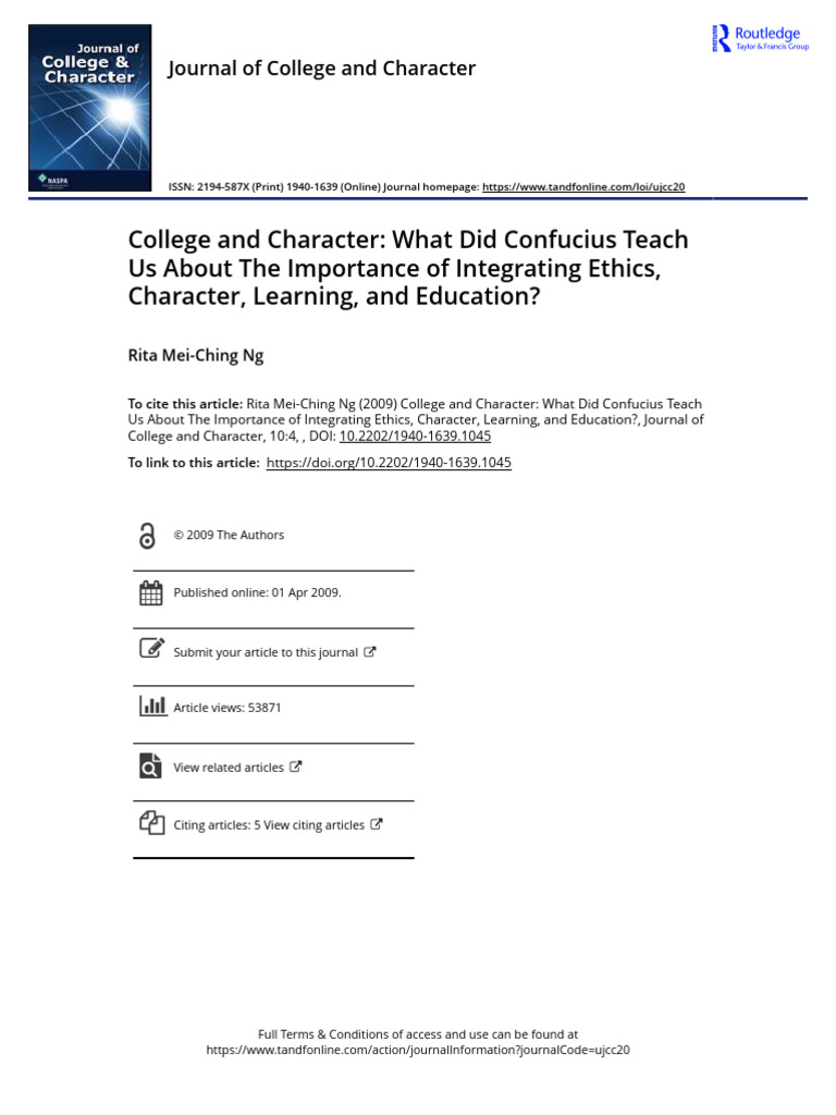 College and Character What Did Confucius Teach Us About The Importance ...