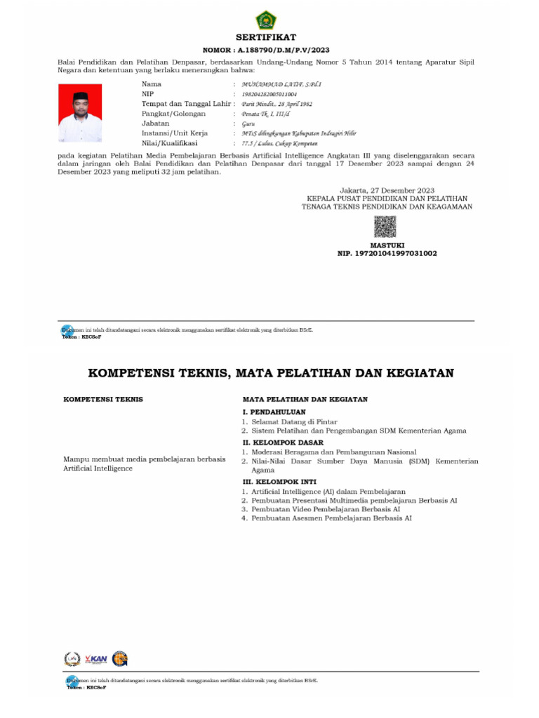 Dokumen PKB - Surat Tugas, Sertifikat dan Laporan 1 | PDF