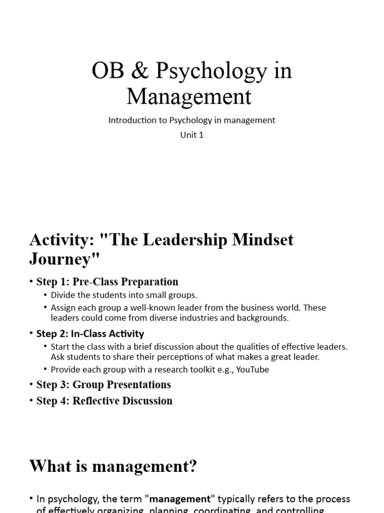 Psychology's Role in Management | PDF | Id | Classical Conditioning
