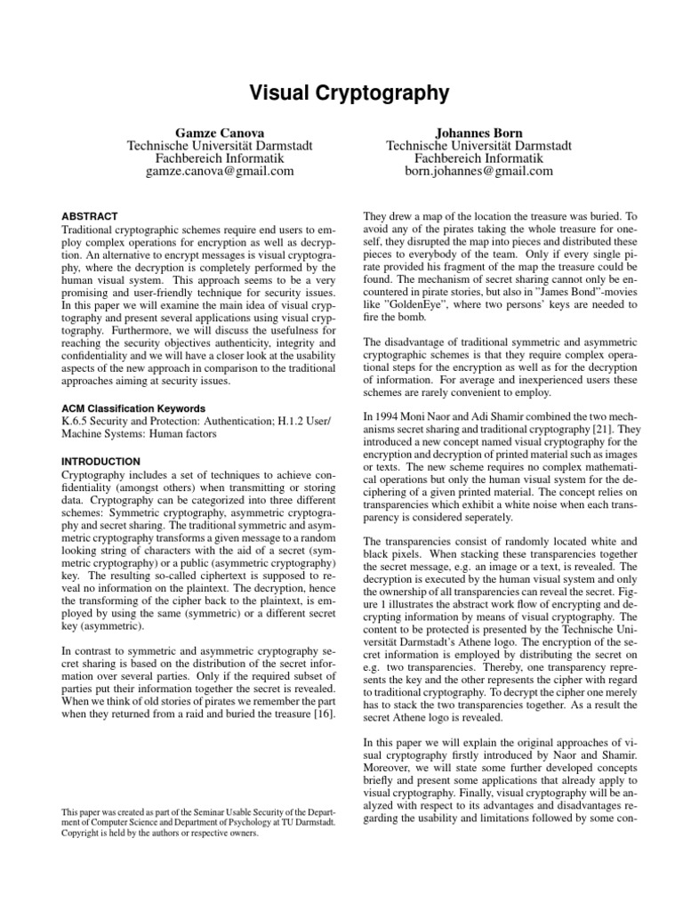 Visual Cryptography Pdf Cryptography Password