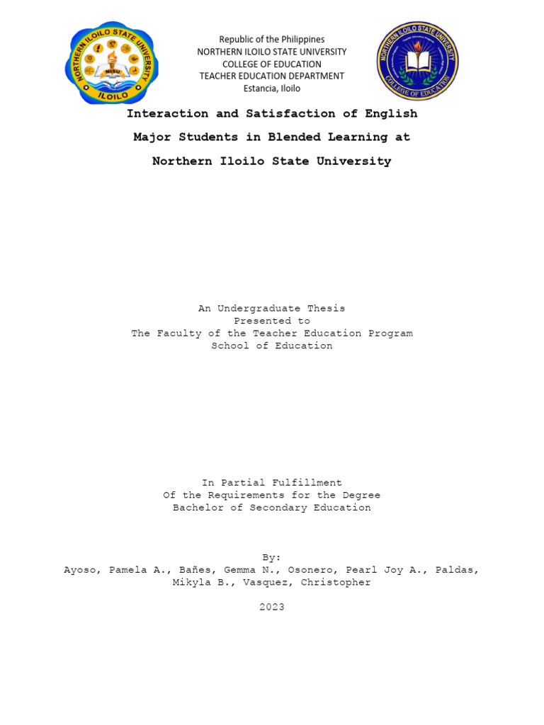 STATEMENT OF THE PROBLEM Interaction and Satisfaction of English Major ...