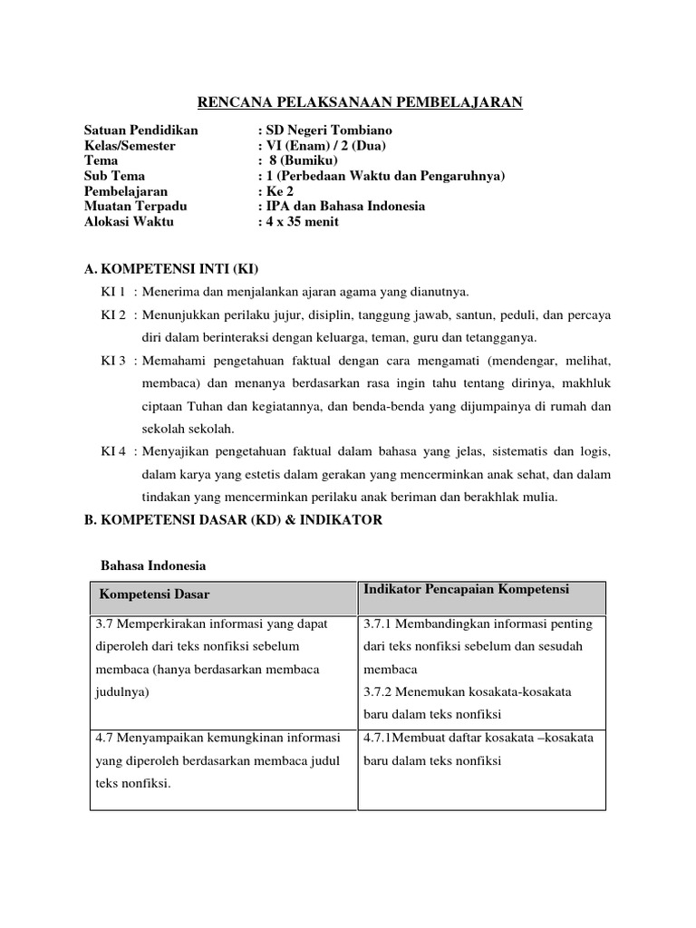 Contoh RPP Siklus 2 | PDF | Sains & Matematika