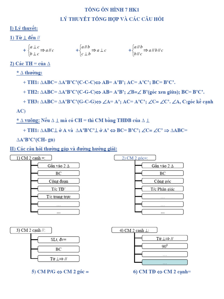 ly thuyet hinh 7 va cac câu hỏi hk1 | PDF