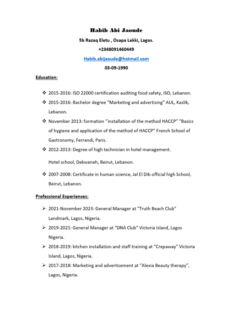 Habib Abi Jaouce CV 2024 | PDF
