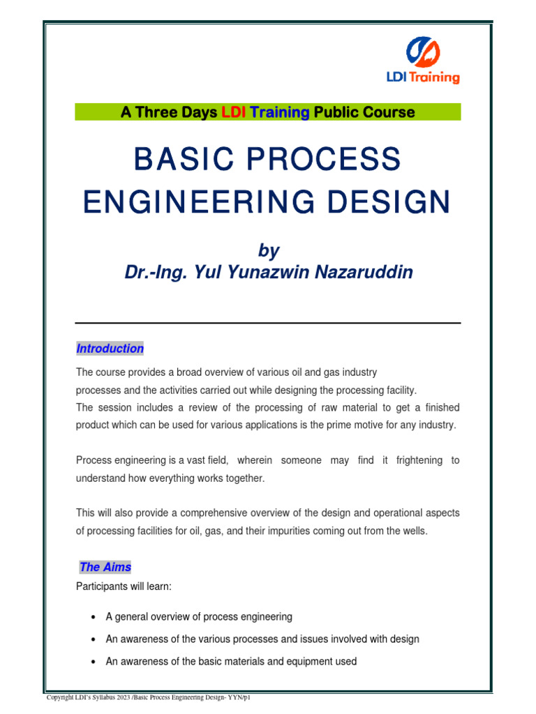 Basic Process Engineering Design - by Yy23 | PDF | Process Engineering | Engineering