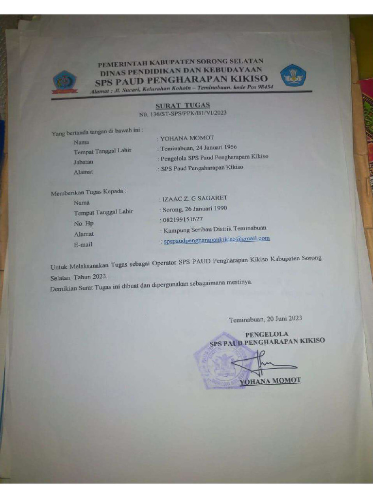 SK Operator Paud | PDF