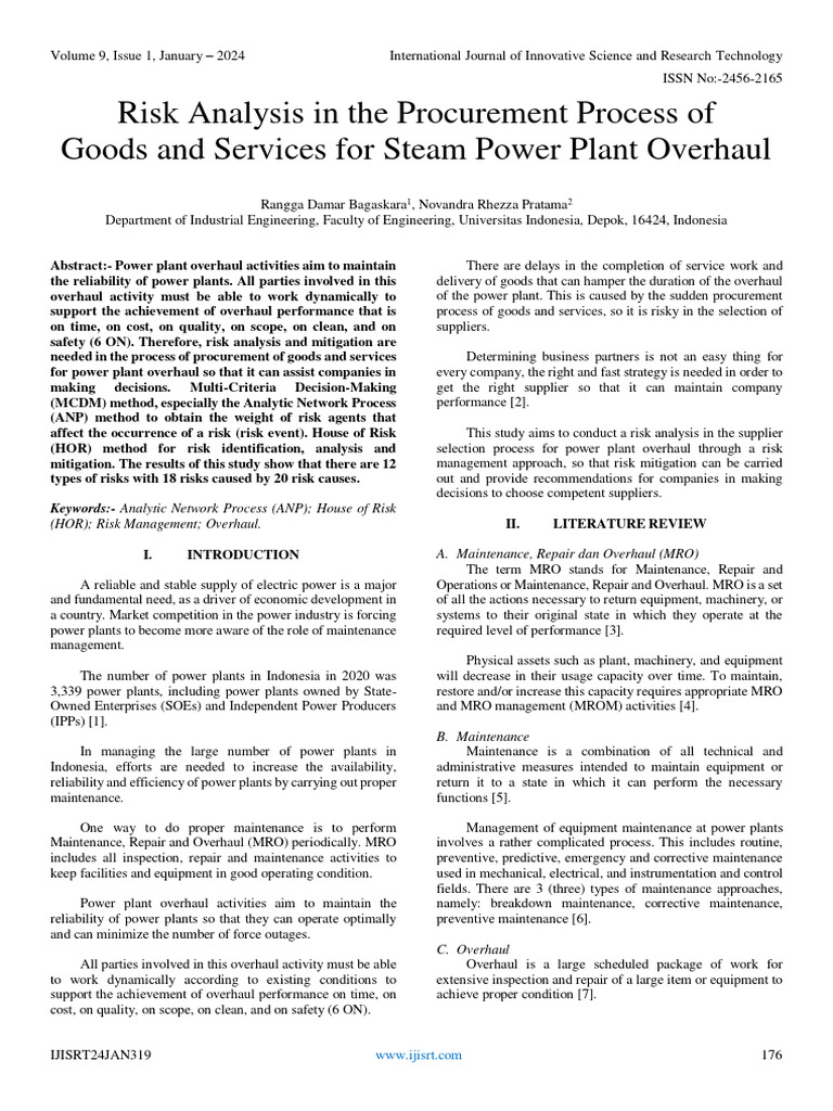 Risk Analysis in The Procurement Process of Goods and Services For ...