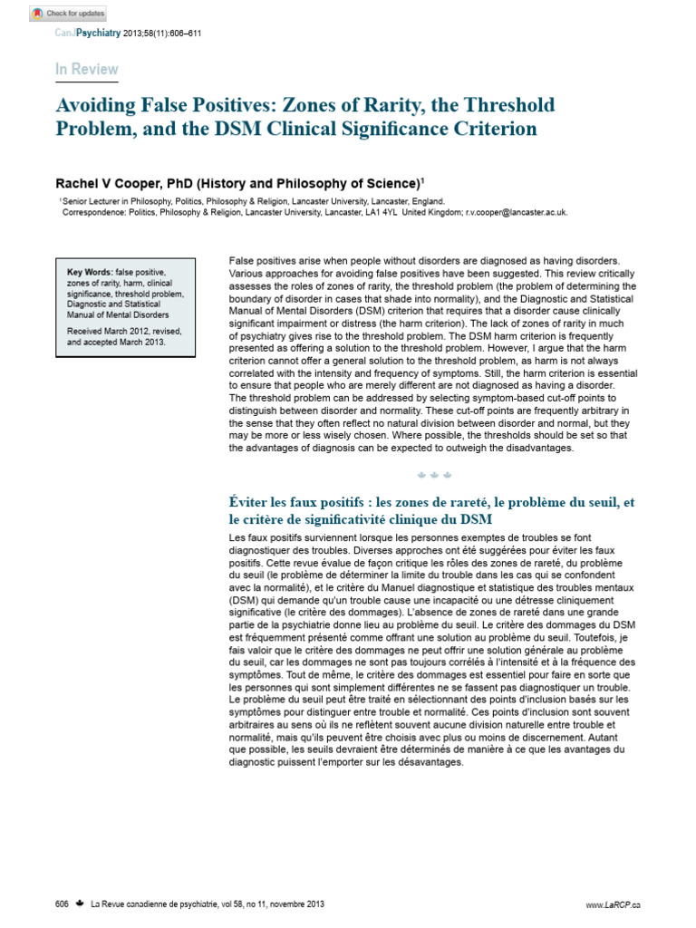 Avoiding False Positives in Psychiatry | PDF | Diagnostic And ...
