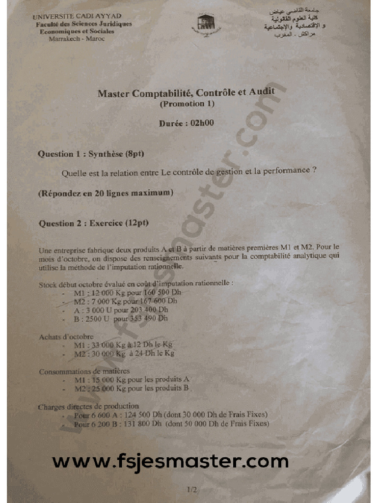 (CCA) 2019-2020 - Fsjes Marrakech - 1 | PDF