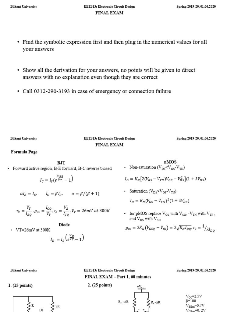 Spring2020 Final | PDF | Electrical Components | Electrical Circuits