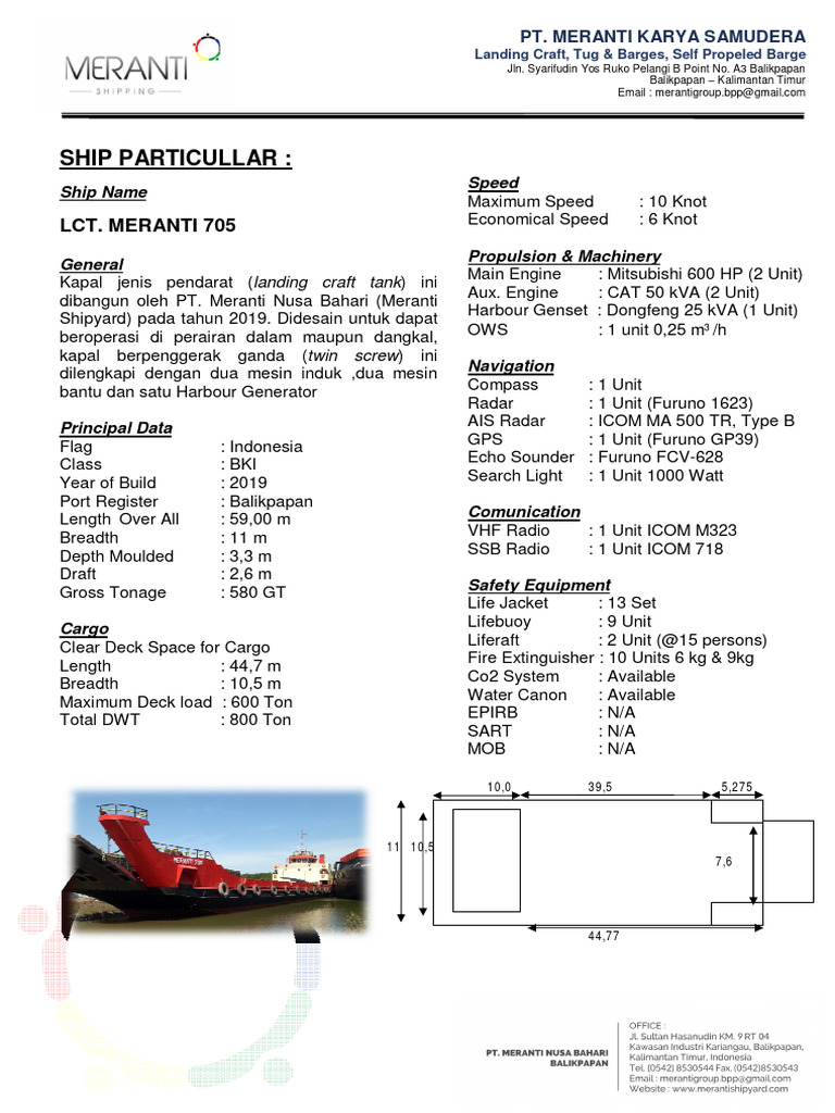 SP LCT Meranti 705 | PDF | Ships | Shipping