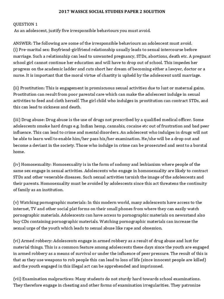 2017 Wassce Social Studies Paper 2 Solution | PDF | Employment | Science