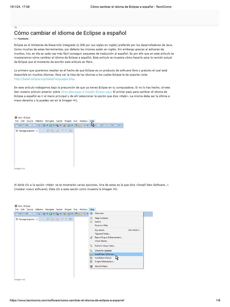 Cómo Cambiar El Idioma de Eclipse A Español | PDF | Eclipse (software) | Ventana (informática)