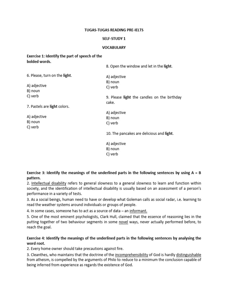 Day 1 - Self Study | PDF | Verb | Adjective
