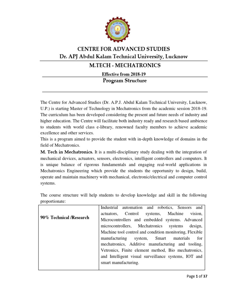 Mechatronics Syllabus | PDF | Mechatronics | Digital Signal Processing Mechatronics Syllabus | PDF | Mechatronics | Digital Signal Processing