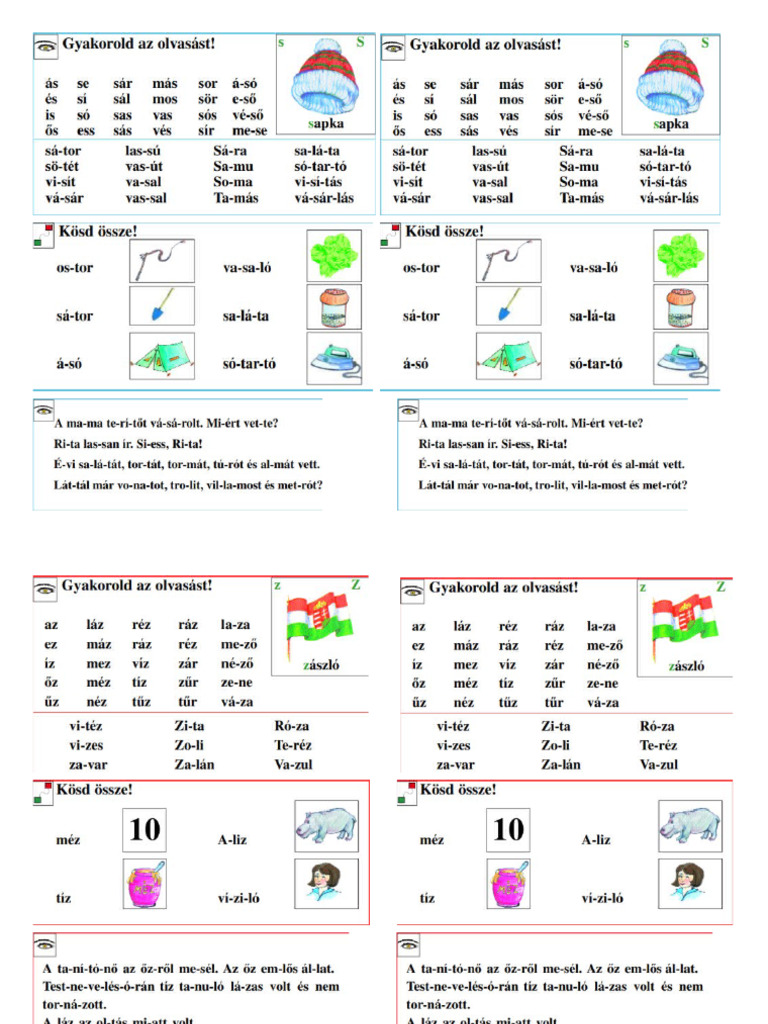 Gyakorló Lap S, Z, C Betűk | PDF