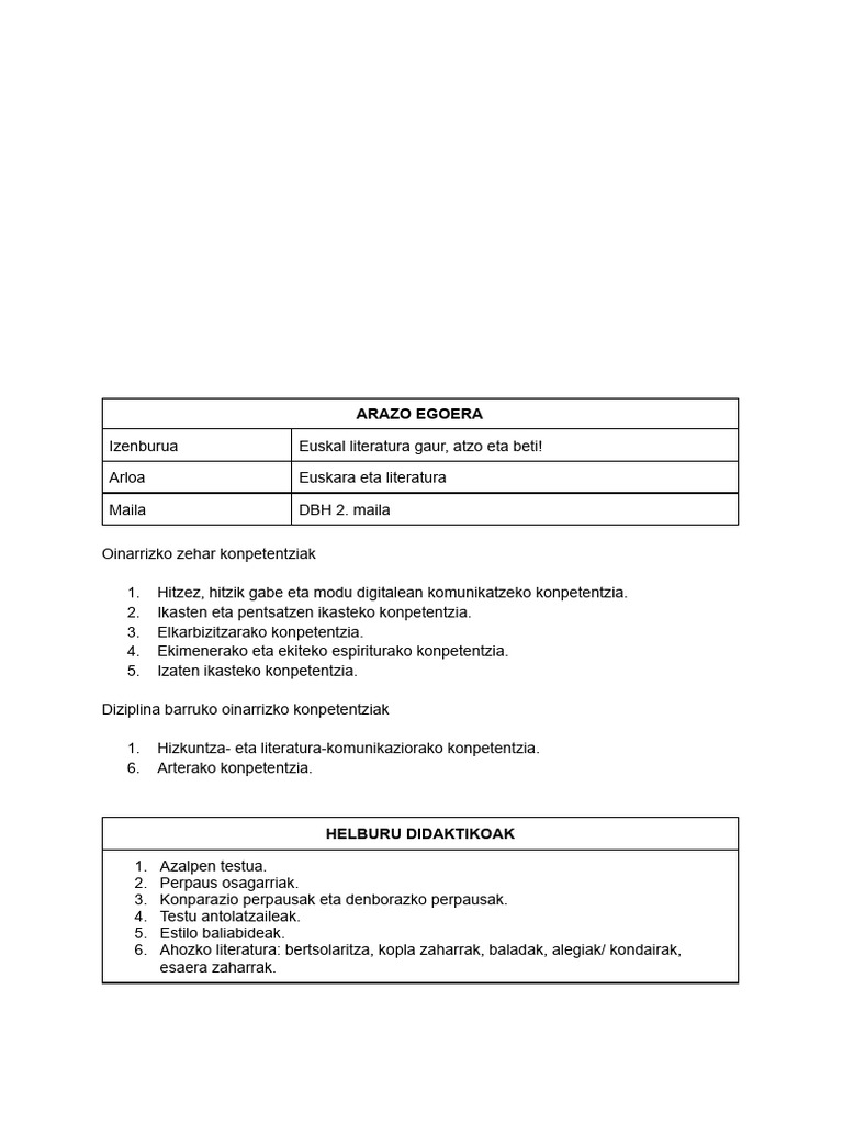 BLANCO Isusko - 3. Unitatea - DBH2 - Literatura Fitxategiaren Kopia | PDF