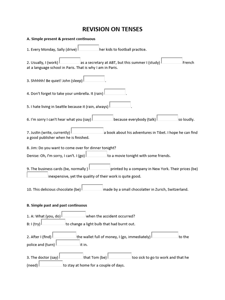 Tenses Exercises | PDF