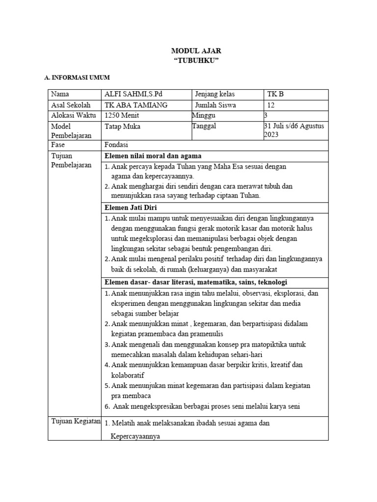 Modul Ajar Minggu 3 | PDF