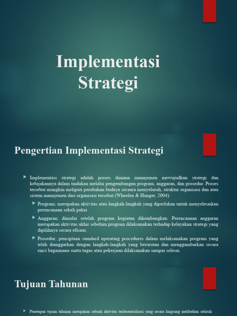 Implementasi Strategi | PDF | Karier & Perkembangan | Bisnis