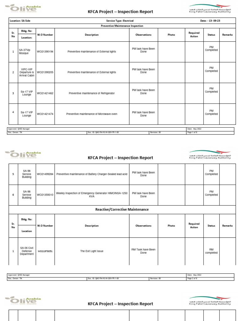 Electrical Inspection Report SA Side 13 September 2023 | PDF ...