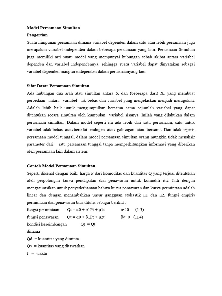 Model Persamaan Simultan | PDF