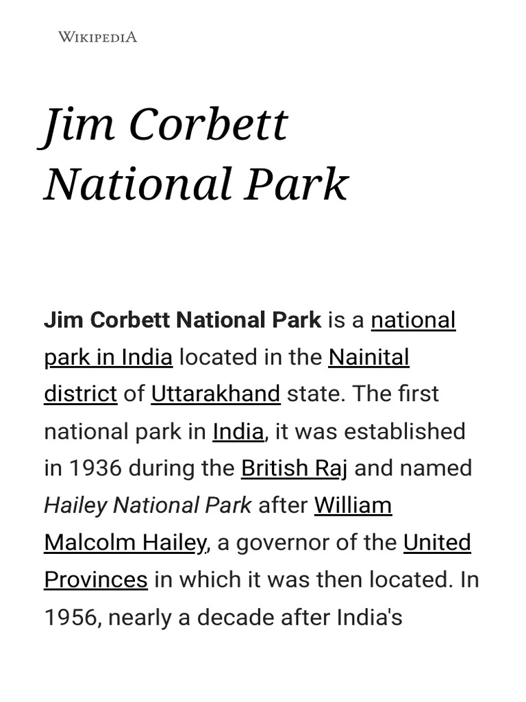 Jim Corbett National Park - Wiki | PDF | Natural Environment