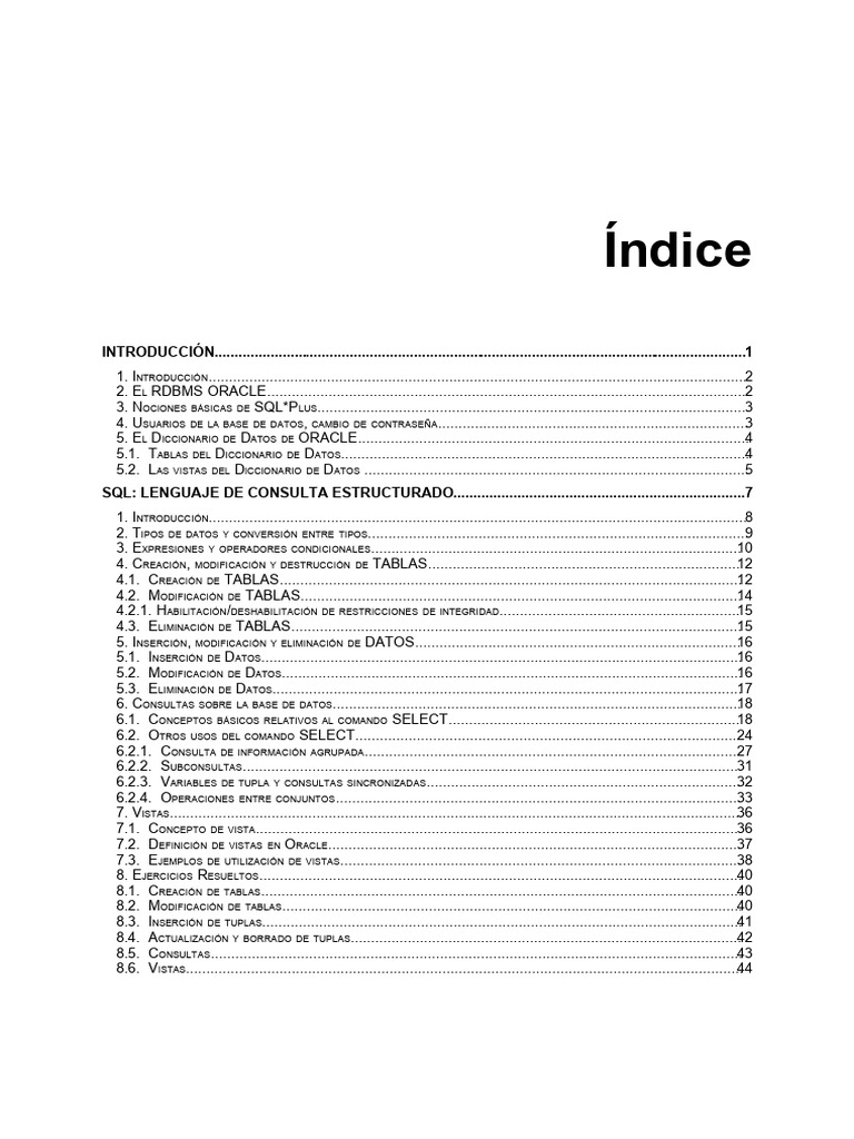 Tutorial Basico Oracle | Descargar gratis PDF | SQL | Bases de datos
