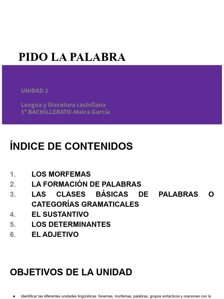 U.D 2 Pido La Palabra | PDF | Palabra | Adjetivo