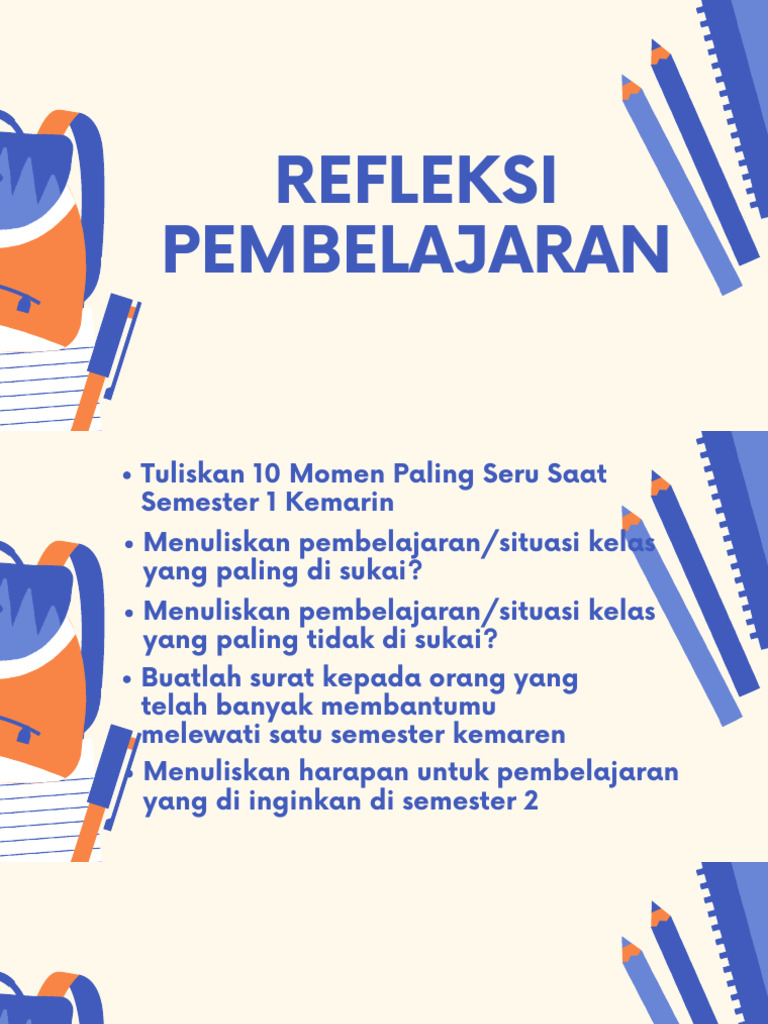 Refleksi Pembelajaran Semester 1 | PDF | Seni & Disiplin Bahasa
