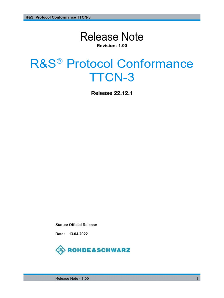 Protocol Conformance TTCN-3 ReleaseNotes 22.12.1 | PDF | Information ...