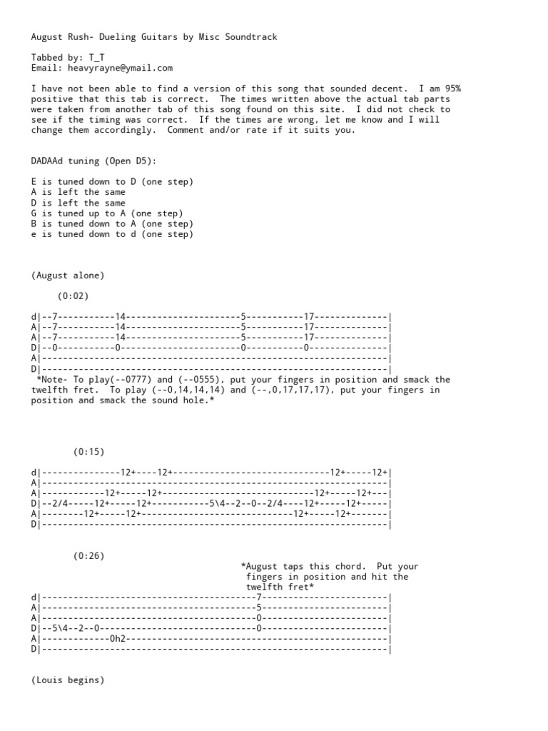 August Rush - Dueling Guitars by Misc Soundtrack | PDF | Guitars ...