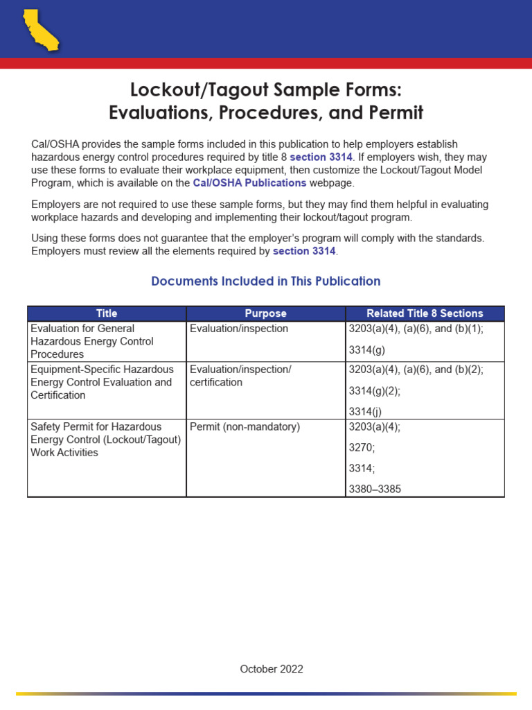 LOTO Sample Forms | PDF | Safety | Occupational Safety And Health