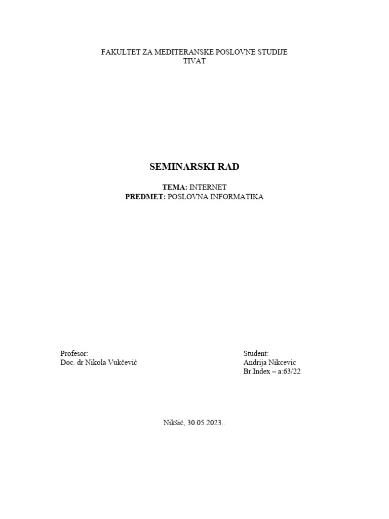 Andrija Nikcevic Internet | PDF