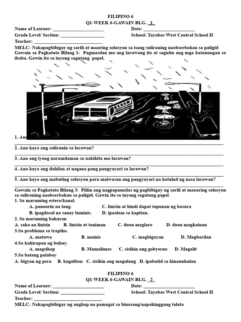 Filipino 6 Activity Sheets W6 | PDF