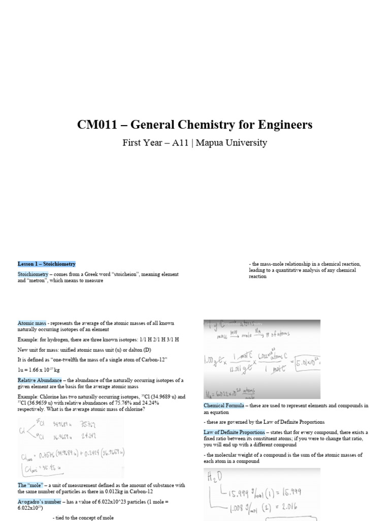 CM011 - Stoichiometry | Download Free PDF | Mole (Unit) | Stoichiometry