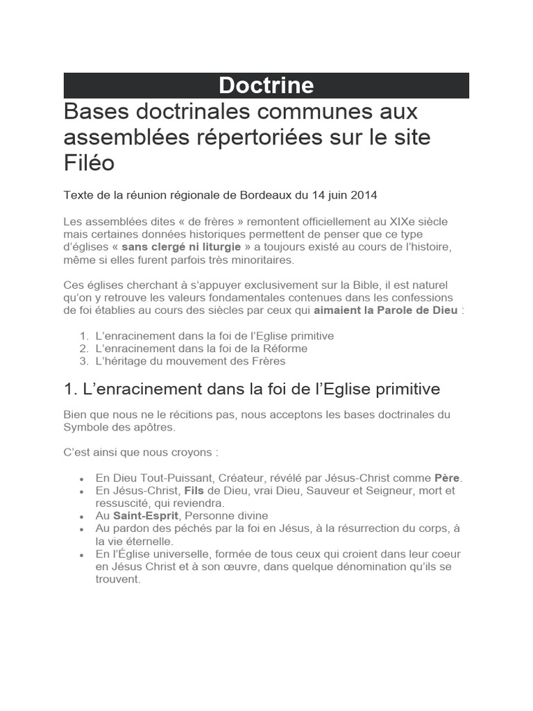 Doctrine des Assemblées de Dieu | PDF | Jésus | Église chrétienne